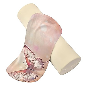 xigua Colorful Butterfly Neck Roll Pillow for Neck Relief with Removable Washable Cover - Memory Foam Round Cylinder Bolster, Ergonomically Designed for Head, Neck, Back, and Legs