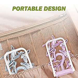 Clothes Drying Hanger with 12 Clips, 2 Pack Small Folding Portable Hanging Drying Rack,Drip Foldable Hanging Rack, 360° Rotatable Hook for Drying Towels Bras Baby Clothes Gloves Plastic