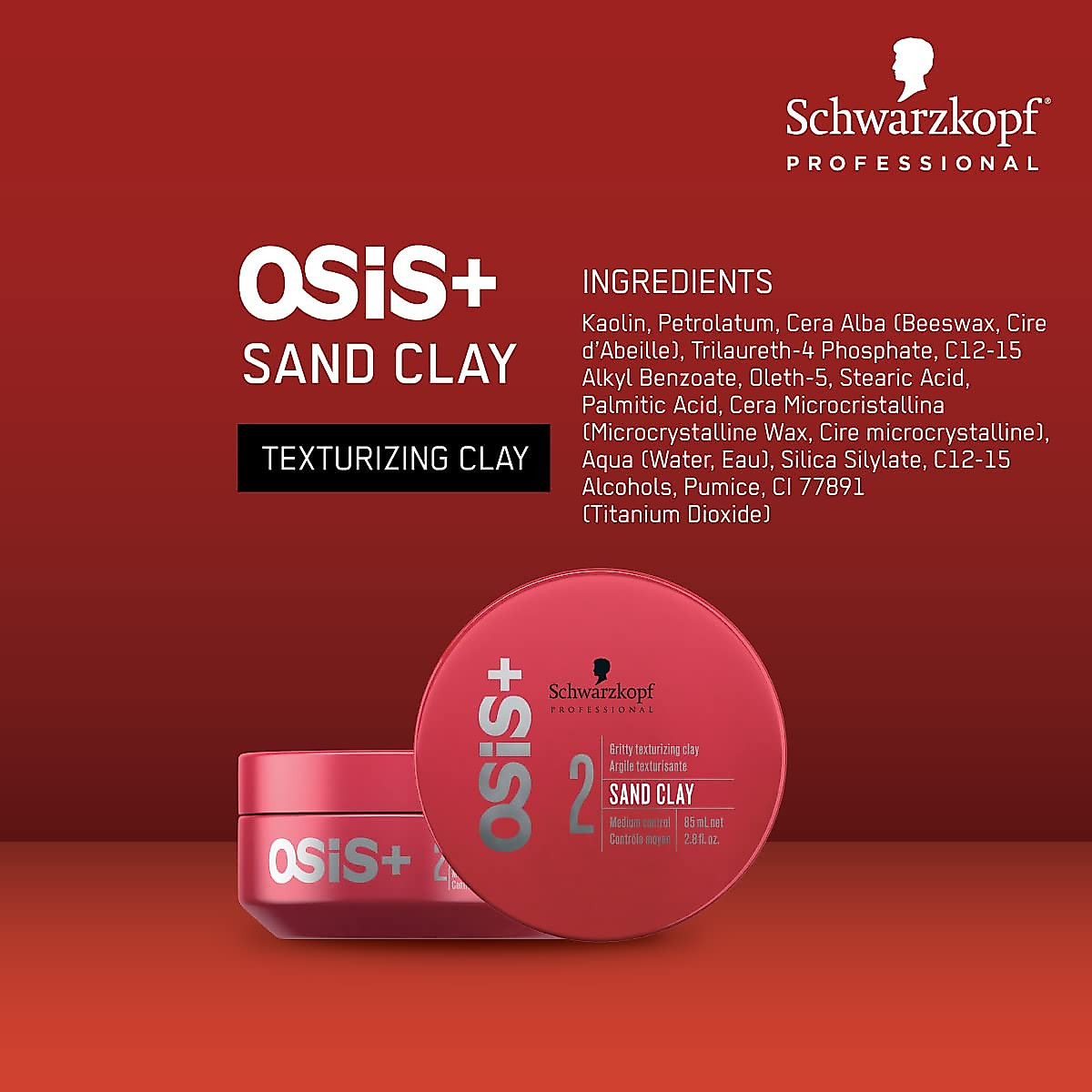OSiS+ Sand Clay – Gritty Texturizing Clay with a Rough Semi-Matte Finish – Pliable, Moldable Styling Paste with Kaolin for Rugged Looks with a Natural Dry Feel, 2.87 oz