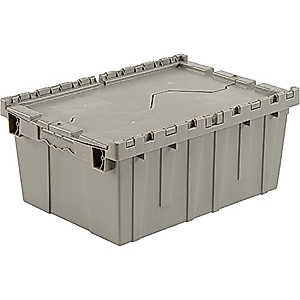 Global Industrial Distribution Container With Hinged Lid, 21.9x15.3x9.7, Gray