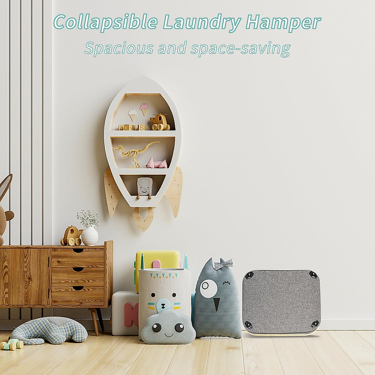 100L Rolling Laundry Basket with Wheels and Handle, Laundry Hamper with Lid and Removable Bag, Foldable Laundry Hamper on Wheels, Large Tall Laundry Basket for Bedroom, Bathroom, Laundry Room(Grey)