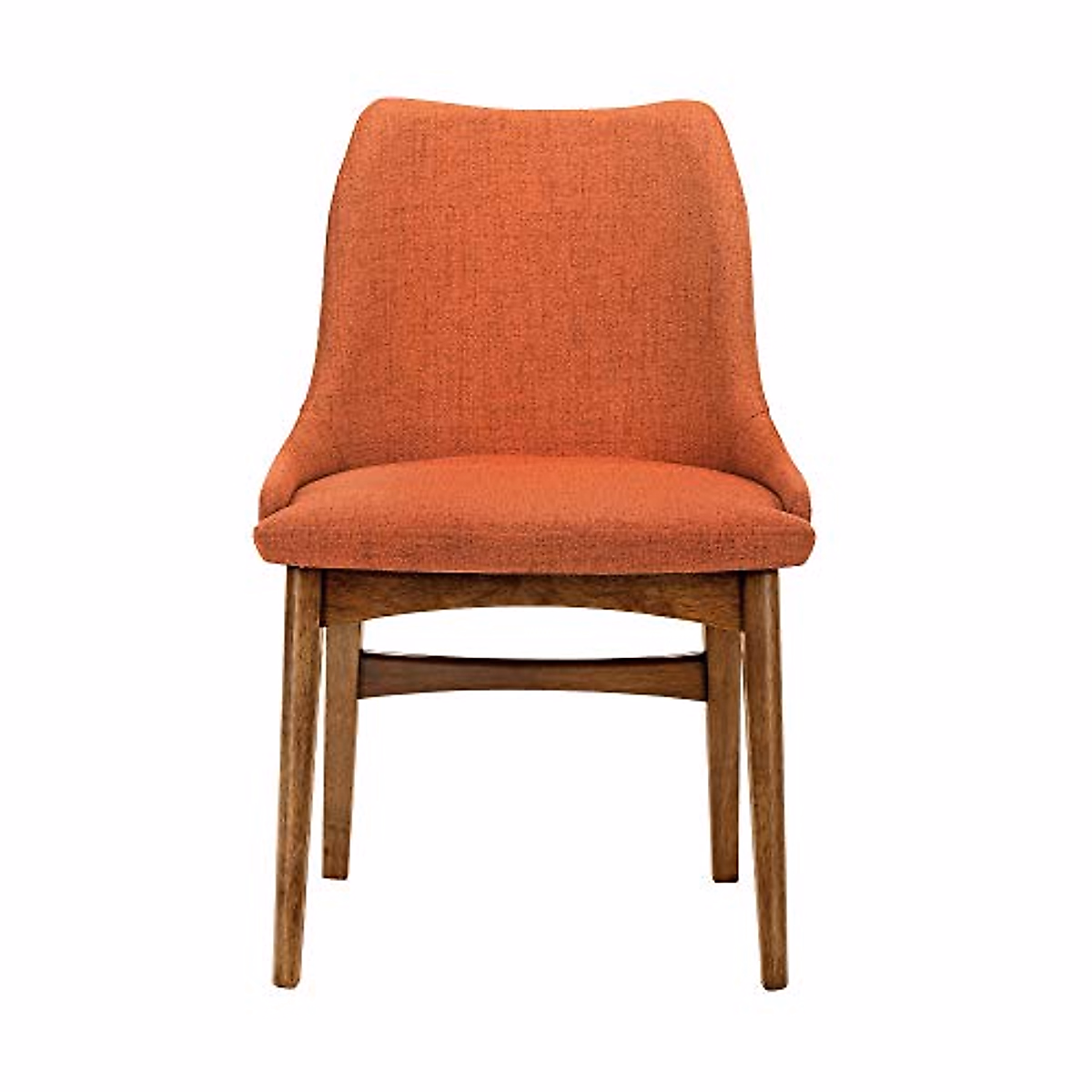 Armen Living Azalea Fabric Wood Dining Side Chairs-Set of 2, 19" SH, Orange/Walnut