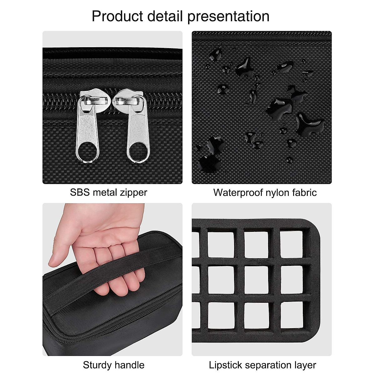 Lipstick Organizer Bag Lip Gloss Lip Balm Case Chapstick Holder Bag Makeup Artist Lipstick Bag With Compartment Cosmetic Bag Gift for Women(Black-21holder)