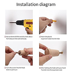 mdkaba ack of 6, Beech Wood Natural Wooden Coat Hooks, Wall Mounted Single Wall Wood Hook Rack,