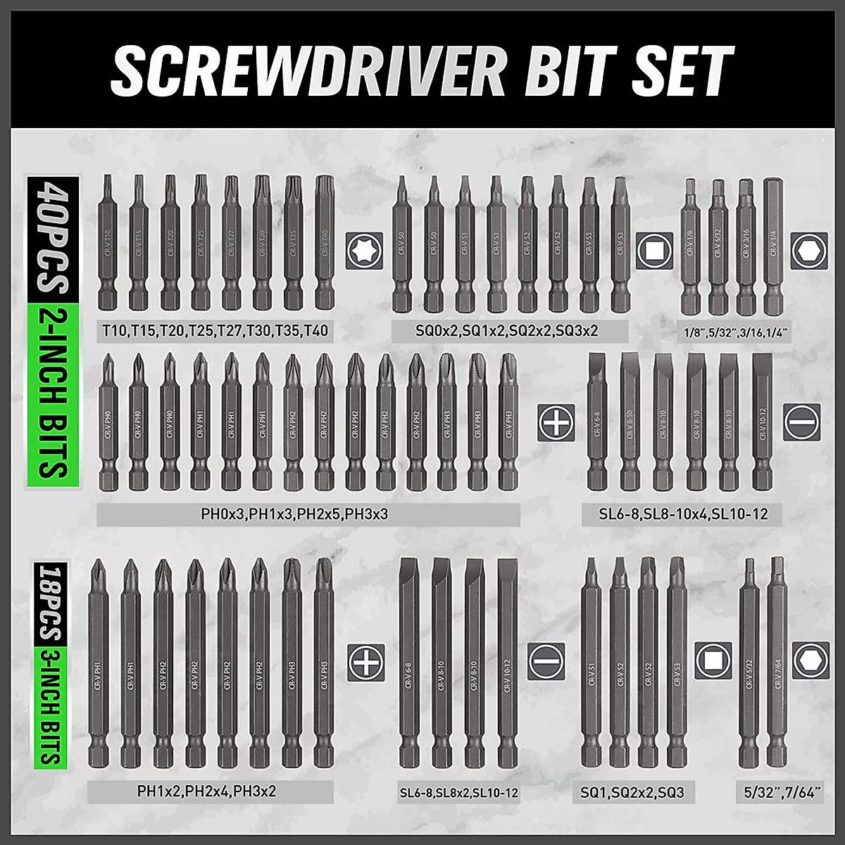 SWANLAKE 232PCS Ultimate Screwdriver Bit Set,Chrome Vanadium Steel Driver Bit Set, Includes Security Bits,Nut Driver, Ratchet Wrench and Bits Holder