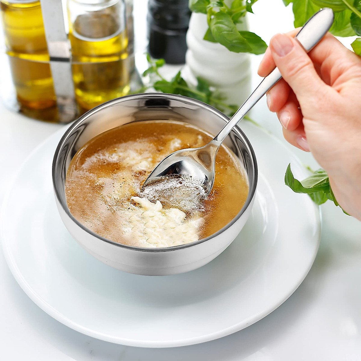 20 Pcs Stainless Steel Bowls Set 17 oz Double Walled Insulated Soup Bowls Snack Metal Bowl for Ice Cream Salad Noodles Sauces Serving, Easy to Clean, 5.1 x 2.6 Inch