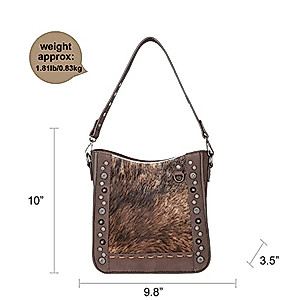 Trinity Ranch Ranch Hair-On Studs Concealed Carry Hobo for Women Western Shoulder bag with Wallet TR140G-921CF+W