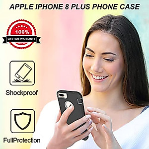 ONOLA Compitable with iPhone 8 Plus Case,iPhone 7 Plus Case + Tempered Glass Screen Protector [2 Packs] Heavy Duty Protection Phone Case for iPhone 8 Plus & 7 Plus (Black Grey, iPhone 8/7 Plus)