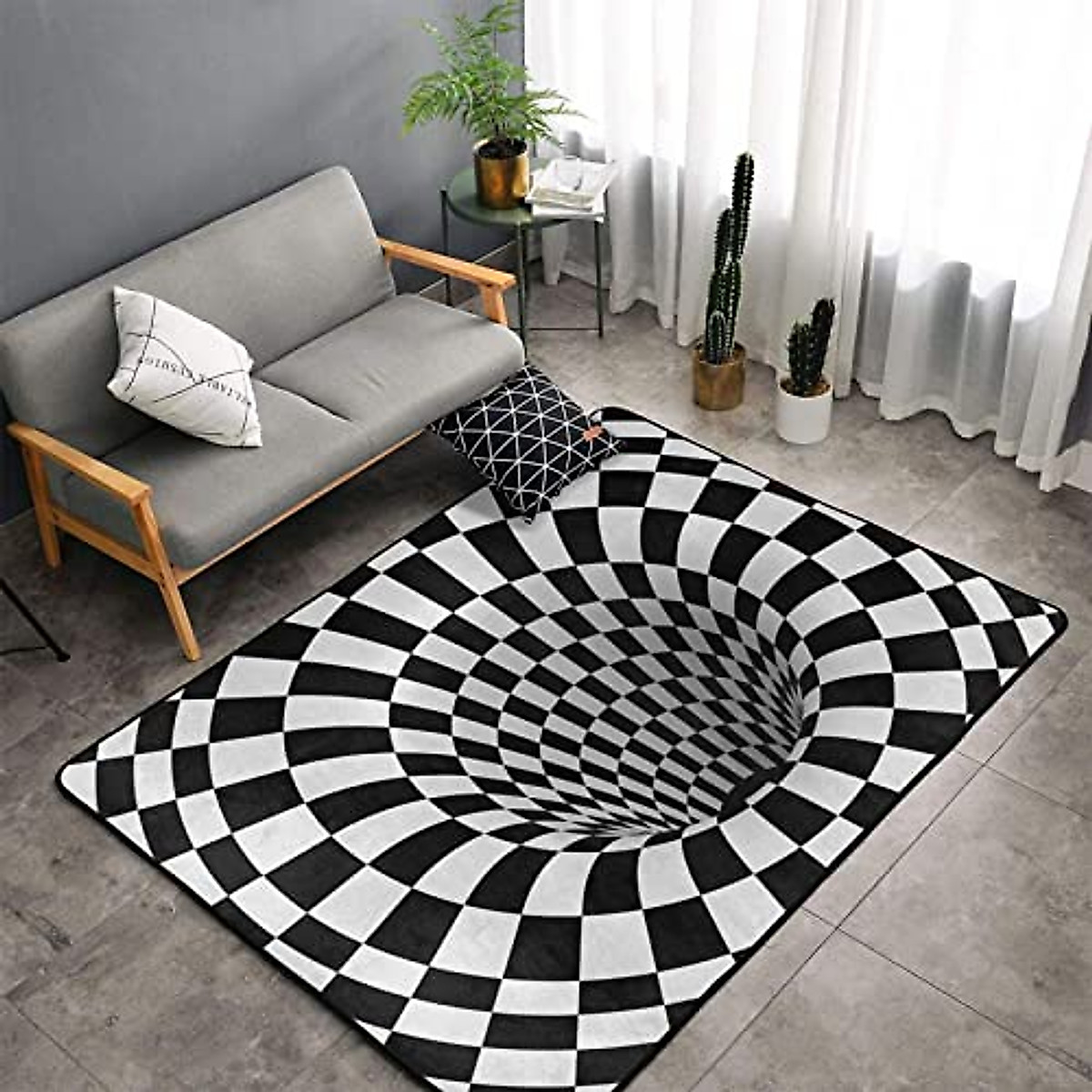 GAGNONLEE 3D Vortexes Illusion Large Rugs Floor Mat Modern Carpet for Home Decoration Area Rug Cozy Art Decoration Polyester Carpet 60 x 40 inch, 60inchL x 40inchW