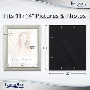 Icona Bay 11x14 Silver Picture Frame, French Baroque Style Photo Frame 11 x 14, Wall Mount or Table Top, Regency Collection