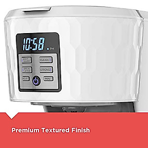 BLACK+DECKER Honeycomb Collection 12-Cup Programmable Coffeemaker, with Premium Textured Finish, White