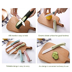 Fruit Knife, Ceramic Kitchen Knife Curved Blade with Good Hardness for Kitchen Accessory (Green)