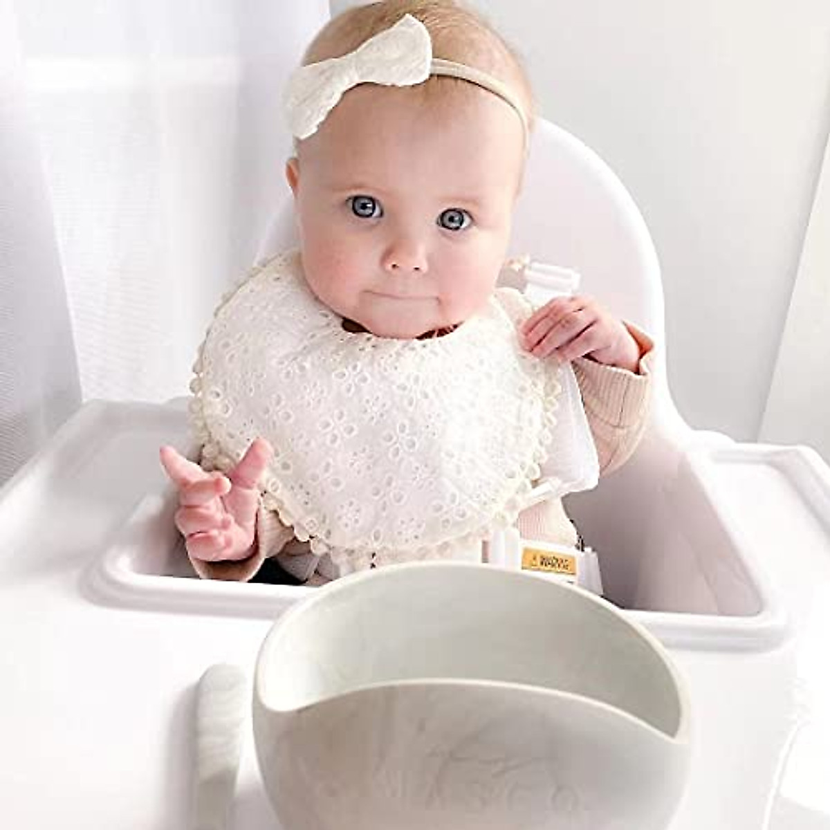 KIDOCHEESE Baby Bibs for Girls Reversible Boho Double-Deck Cotton Drooling Bibs with Nylon Headband Set (SET-02)