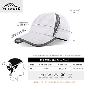 ELLEWIN Unisex Breathable Quick Dry Mesh Baseball Cap Sun Hat Tennis Cap