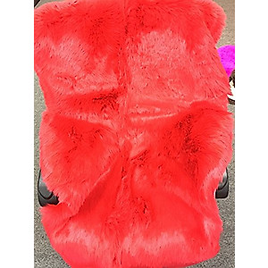 Deluxe Soft Faux Sheepskin Chair Cover Seat Pad Shaggy Area Rugs for Bedroom Sofa Floor (5ft x 7ft, Red)