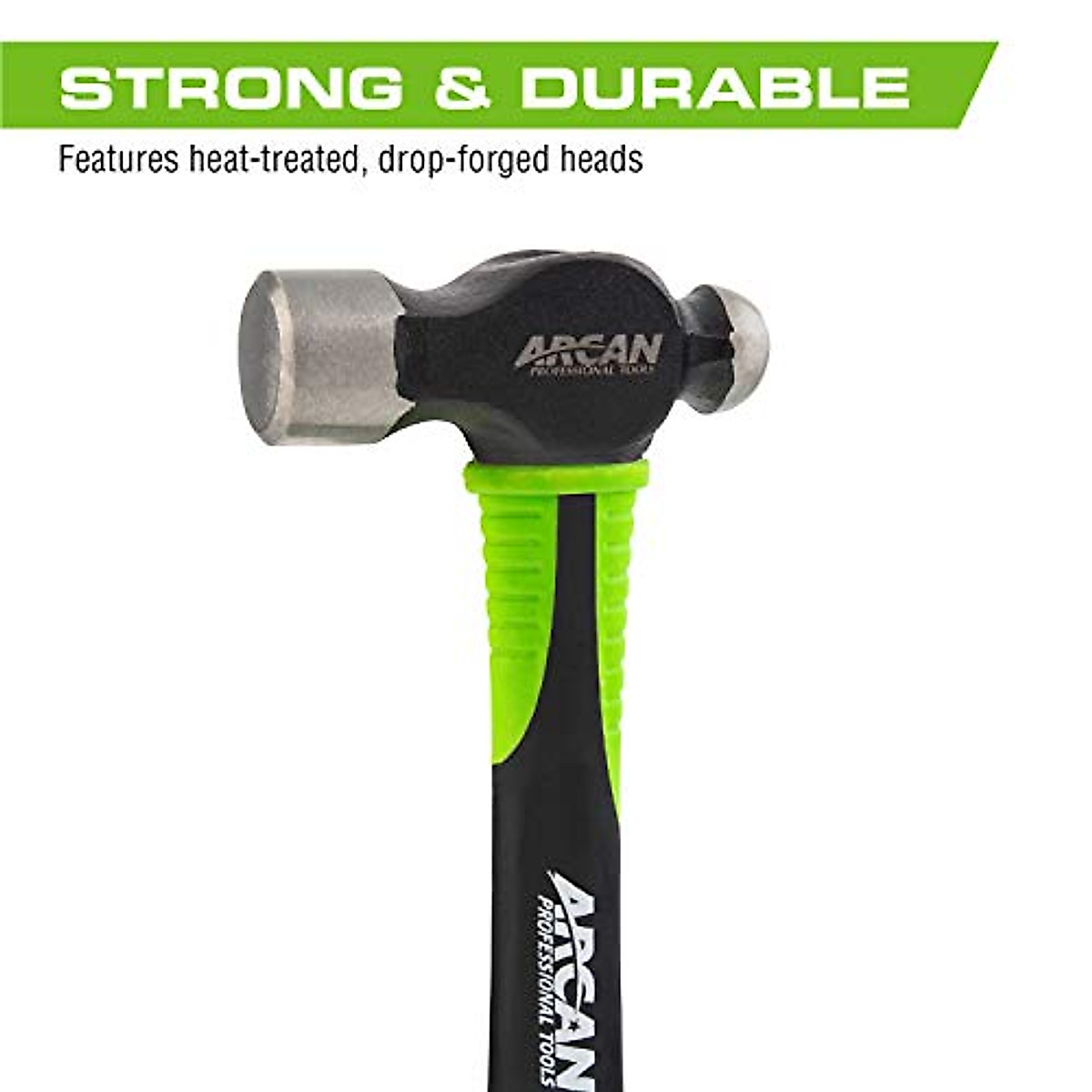 Arcan 500 GM/16 OZ Ball Peen Hammer 297MM 5G Fiberglass Handle with Rubber Grips and Drop Forged Heads (AH16BP)