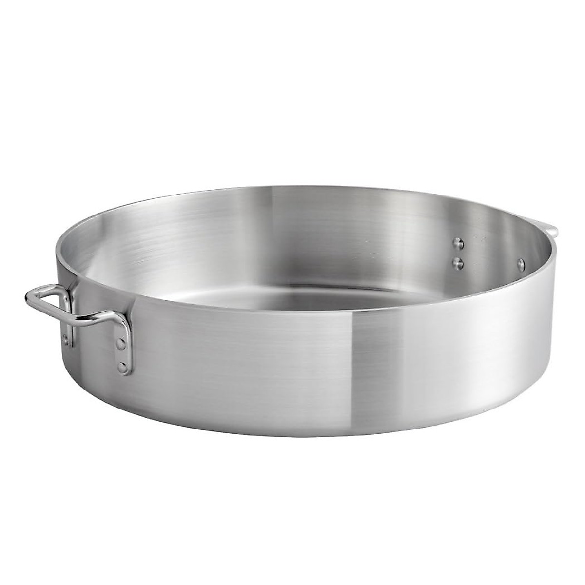 Soro Essentials- 40 qt. Heavy Weight Aluminum Brazier 6 mm Thickness- Brazier with Riveted Handles Perfect for Roasting Sauteing Searing and Pan Frying