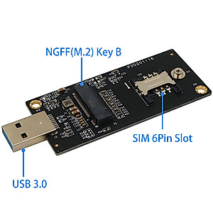 NGFF(M.2) Key B to USB 3.0 Adapter with SIM 6pin Slot for WWAN/LTE Module