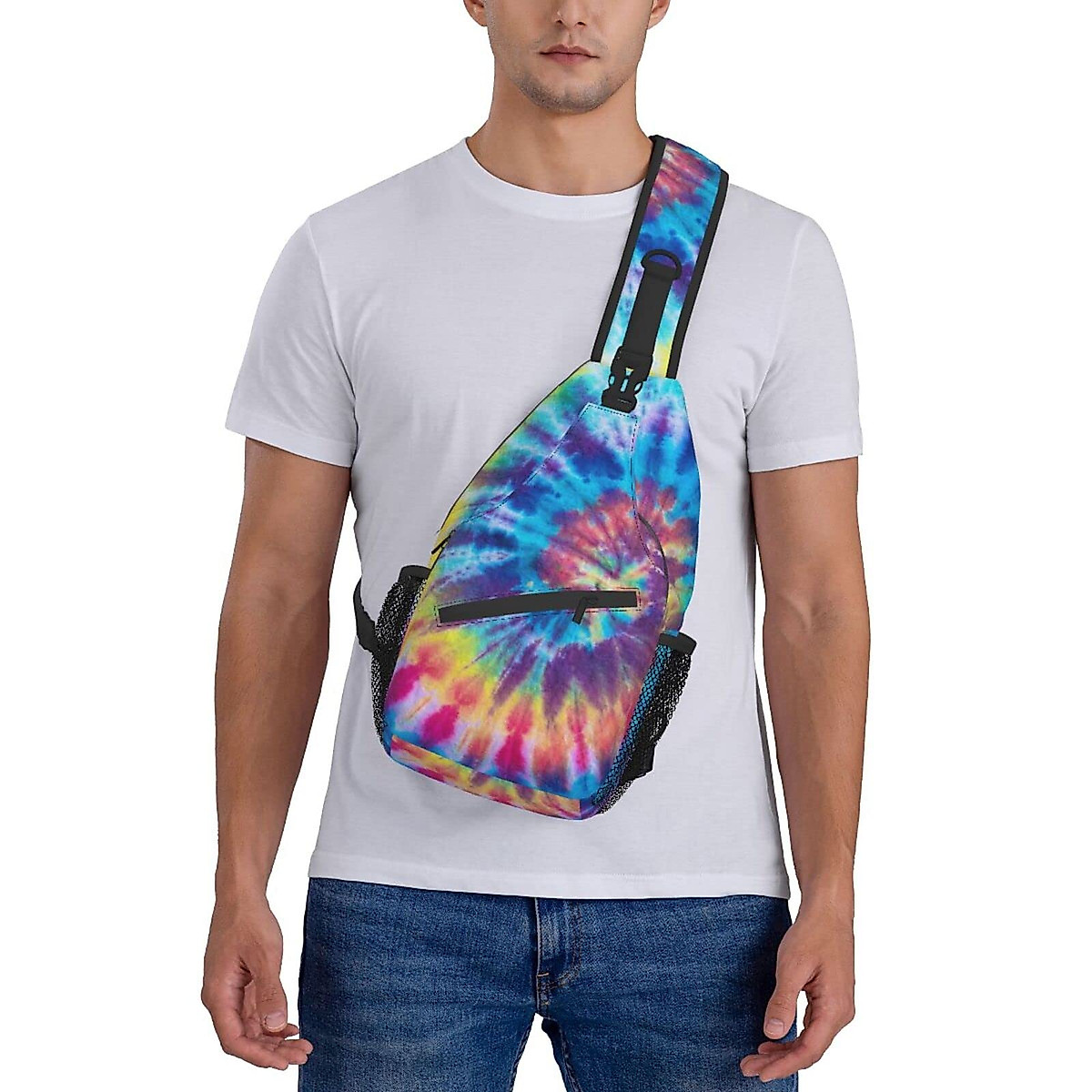 Tie Dye Sling Backpack Leisure Oblique Cross Chest Bag For Men Women,Durable Adjustable Gym Bag Cycling Traveling Hiking Daypack