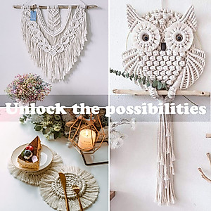 Klhamky 3mm x 547yd Natural Macrame Cotton Cord - 4 Strand Twisted Beige Cotton Cord for Handmade Wall Hanging, DIY, Craft Making, Knitting, Plant Hangers, Decorative Projects