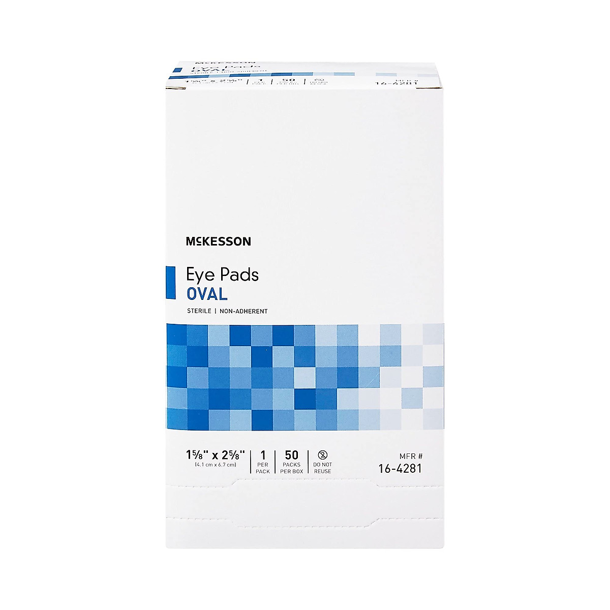 McKesson Eye Pads, Sterile, Oval, Non-Adherent, 1 5/8 in x 2 5/8 in, 50 Count, 1 Pack