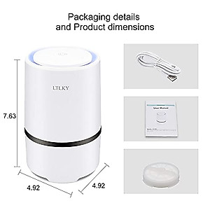 LTLKY Air Purifier for Bedroom,Small Air Cleaner for Desktop,USB Cord Power Version (2103)