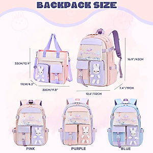 LANSHIYA Kawaii Backpack for School Girls Bunny Backpack Kids Casual Bookbag Cute Outdoor Daypack