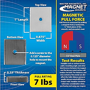 Master Magnetics Ceramic Latch Magnet Assemblies - Rectangular with Center Hole, Zinc Plated, 1" Length, 0.875" Width, 0..25" Height, 7 Pound Pull, Silver, Pack of 20, CA403CNX20