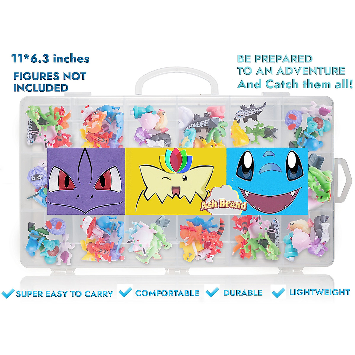 ASH BRAND Action Figures Case Organizer with Ebook Stop Looking! GET The Ultimate Beautiful Plastic Toy Box Storage Bin fits up to 144 Anime Figure-Toys NOT Included