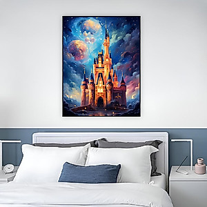 KS Diamond Painting Kits for Adults,5D DIY Full Drill Starry Sky Nightscape Castle Diamond Art Painting Kits DIY Adult Crafts 12x16inch