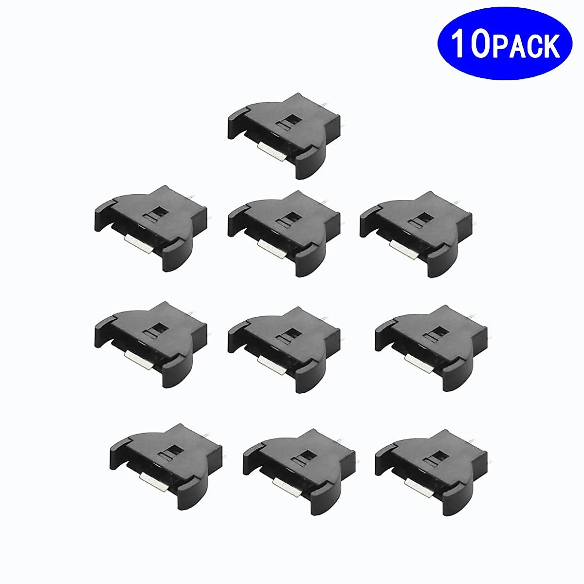 rgzhihuifz CR2032 Battery Holder, Coin Cell Button Socket Holder Case, CR2032 Coin Cell Button Battery Holder with 3 Pin Solder Mounting Lead