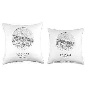 Venezuela Caracas Skyline Travel souvenir Venezuela Caracas Coordinates map Hometown Throw Pillow, 18x18, Multicolor