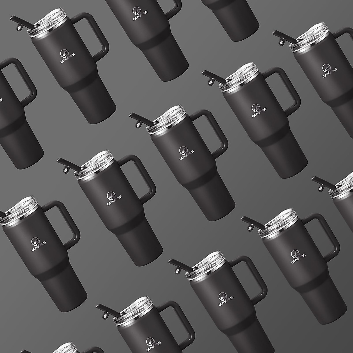 Gpeng 30/40/50 oz Tumbler with Handle, Water Bottles with Straw Lid, Insulated Stainless Steel Travel Mug Cup Holder Friendly, Keep Drinks Cold or Hot for Hours