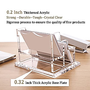 Business Card Holder for Desk 2 Tier 2 Slots, Clear Acrylic Business Card Display Stand, Holds100 Cards-1 Pack (2 Slots-H)