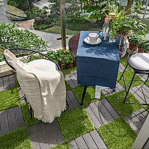 MIUPOO Artificial Fake Grass Tiles Interlocking Turf with Drain Holes, Turf Tiles Squares,Astroturf Rug Outdoor, Astroturf for Dogs Pet, Grass Table Runner,12 x 12 Inches 8 Piece