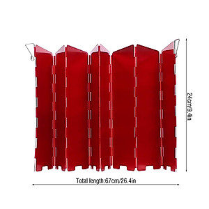 Camping Stove Windscreen - 8 Plates Lightweight Folding Outdoor Windshield for Camping Backpacking(Red) Outdoor Catering