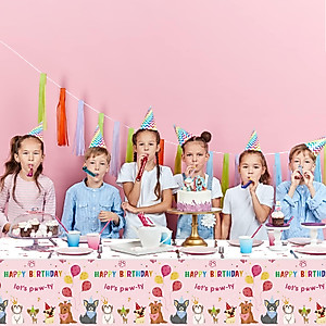 3 Pack Dog Birthday Party Decorations Pet Dog Tablecloths Puppy Table Covers Pink Dog Party Supplies Paw Print Table Decor for Girls Kids Lets Pawty Birthday Baby Shower Party Favor 54 x 108 Inch