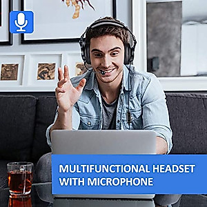 OneOdio A71 Portable Foldable Gaming Wired Over Ear Headphones with Stereo Sound and 360 Degree Boom Mic for PCs and Electronic Instruments, Black