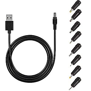 Onite DC Plugs Male 4.0x1.7mm, 4.0x1.35mm, 3.5x1.35mm, 3.5mm Mono, 3.0x1.1mm, 2.5x0.7mm, 2.5mm Mono, 2.35x0.7mm, 2.0x0.6mm Adapters for Electronics Devices Tablets, USB to DC 5.5x2.1mm Cord