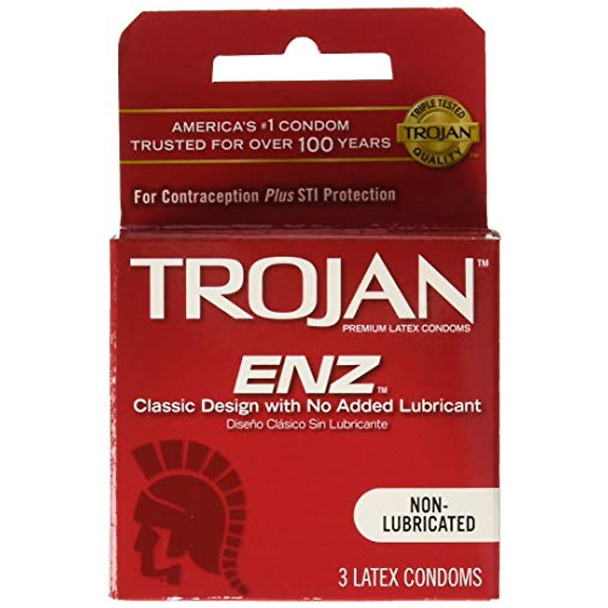 Trojan ENZ Non Lubricated Premium Latex Condoms, 3 Count per Pack - 3 per case.