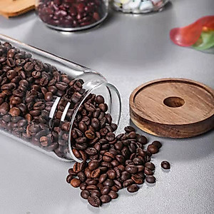 UKYLIN Glass Jar with Wood Lid, Airtight Glass Food Jar Canister, Clear Kitchen Food Storage Containers for Flour, Sugar, Coffee Beans, Candy, Snack, Cookie and More (1000ml 35 FL OZ)