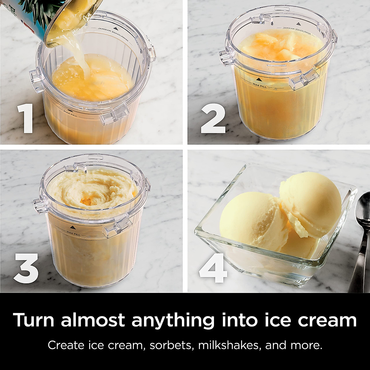 Ninja CREAMi Breeze Pints 2 Pack, Compatible with NC100 & NC200 Series CREAMi Ice Cream Makers, Genuine Ninja Pint, BPA-Free & Dishwasher Safe, Grey Lids, 1 Pint Each, Clear/Grey, XSKNC1PNT2