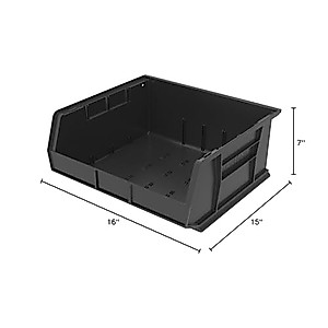 Akro-Mils 30250 AkroBins Plastic Storage Bins, Space-Saving Stackable Bins for Garage, Pantry, Craft Organization, 15-Inch x 16-Inch x 7-Inch, Black, 6-Pack