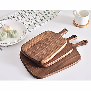 Pearlead Walnut Wood Cutting Board with Handle Large Serving and Chopping Board Cheese Hardwood Bread Board for Serving Chopping Fruit Vegetables Meat Charcuterie Platter 14.5 x 6.7 inch