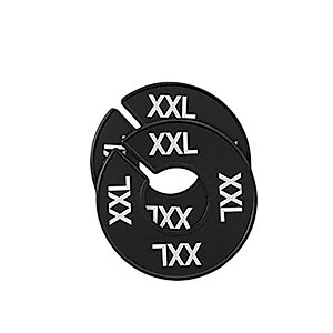 NAHANCO CBWKIT4 Black Round Clothing Size Divider with White Print for Home or Clothing Store, XXS-XXL, Kit of 40 (7 Sizes and Blank, 5 of Each)