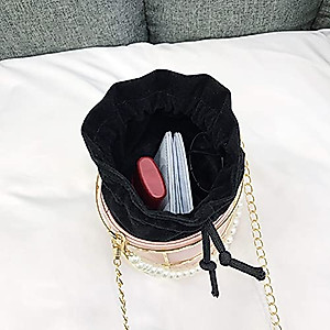Women Evening Bags Black Clutch Purse Pearl Top-Handle Metal Bucket Party Bag Chic Purses Wedding Handbags