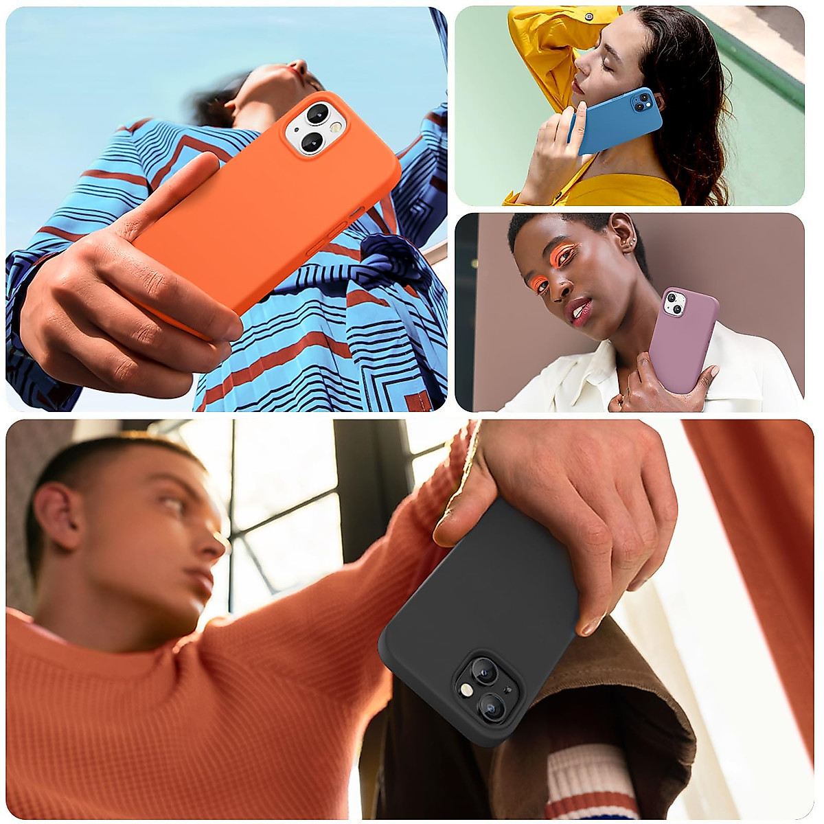 Miracase Designed for iPhone 13 Case, with Tempered Glass Screen Protector, [Soft Anti-Scratch Microfiber Lining], Shockproof Liquid Silicone Rubber Phone Cover Case for 13 6.1 inch(Black)