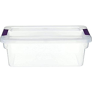 6 Quart (Qt) Clearview Storage Latch Box with Purple Latches