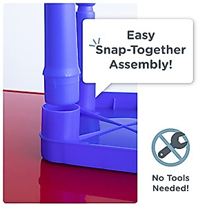 Humble Crew, White/Blue/Red Kids 2-in-1 Plastic Building Blocks-Compatible Activity Table and 2 Chairs Set, Square, Toddler