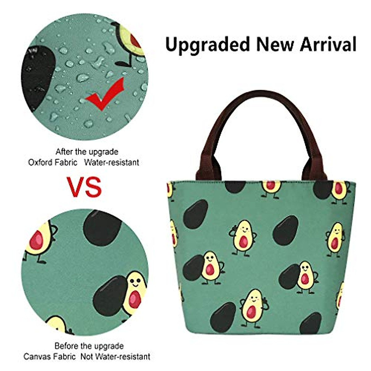 E-Clover Lunch Box for Women Insulated Lunch Bag Reusable Lunchbox Cooler Bags for Office Work Beach Travel Avocado Gifts